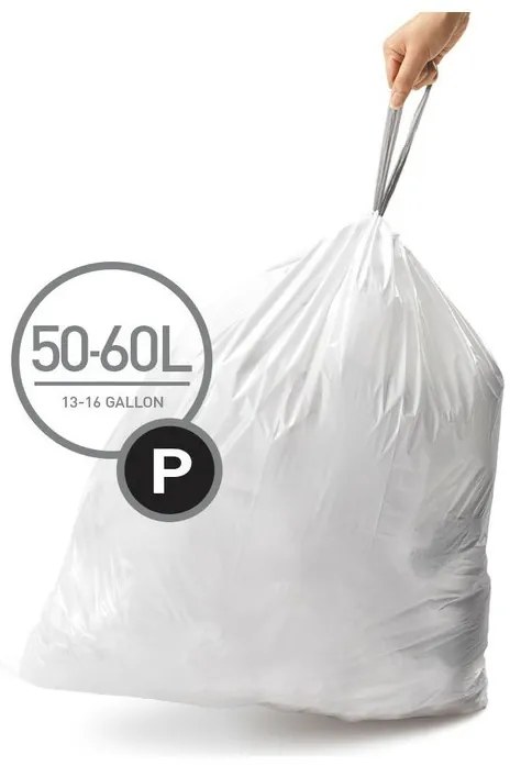 Stahovací sáčky na odpadky 50-60 l, typ P - 20 ks, bílá