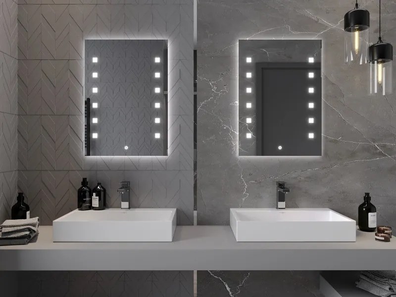 Mexen Ner, LED koupelnové zrcadlo s podsvícením 50x70 cm, 6000K, ochrana proti zamlžování, 9809-050-070-611-00