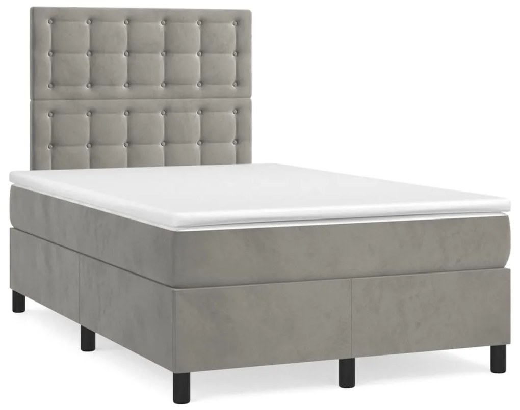 Box spring postel s matrací a LED světle šedá 120x190 cm samet 3270335