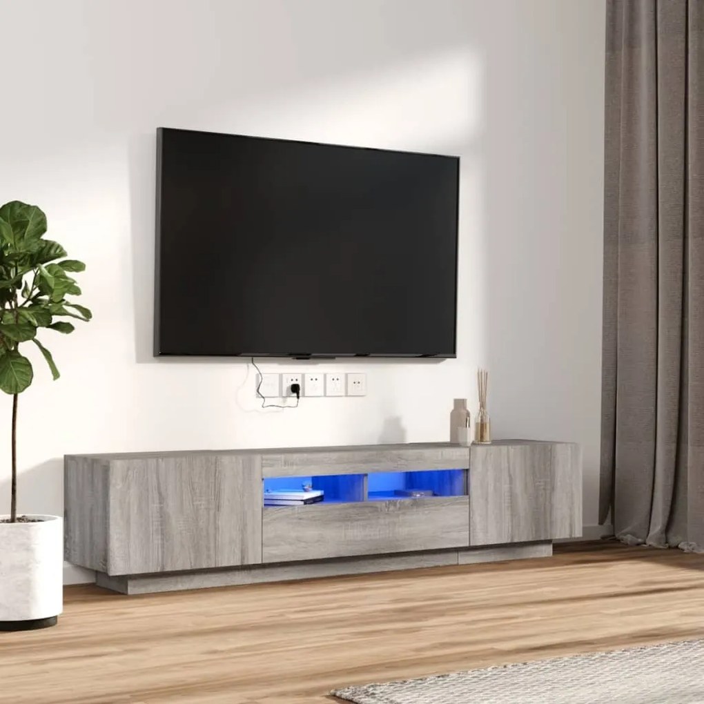 2dílný set TV skříněk s LED světly šedý sonoma kompozitní dřevo 3120168