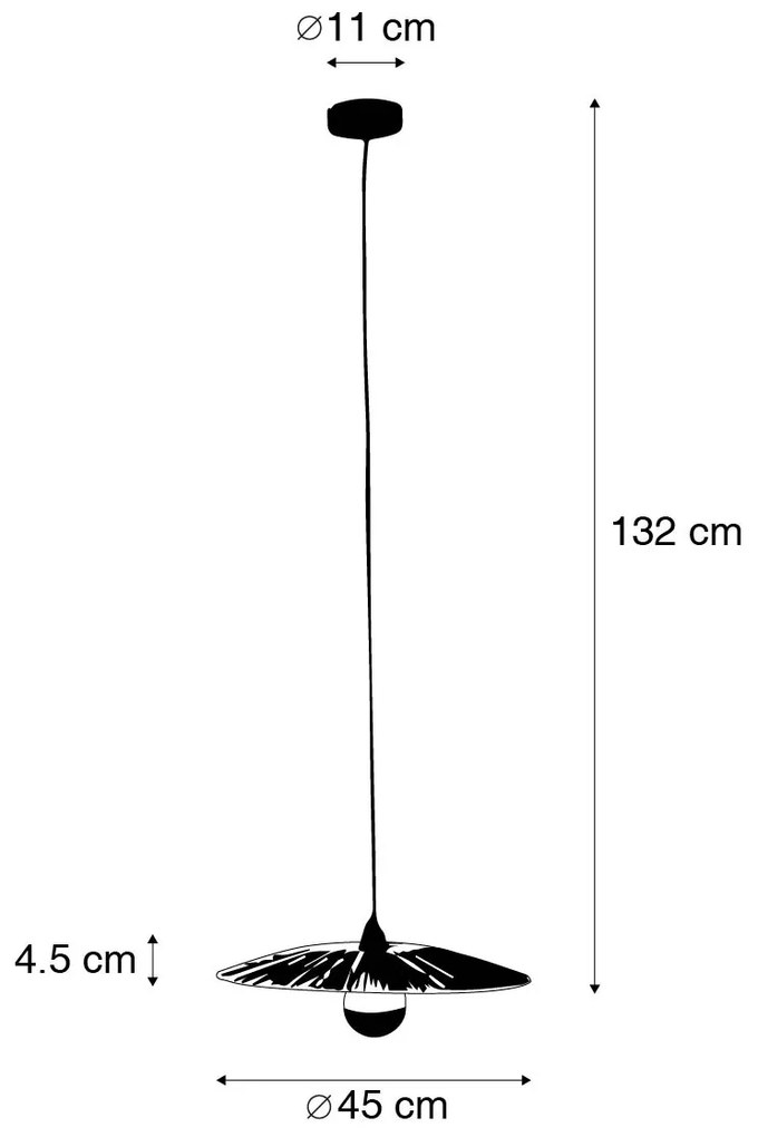 Rustikální závěsné svítidlo černé s lanem 45 cm - Leia
