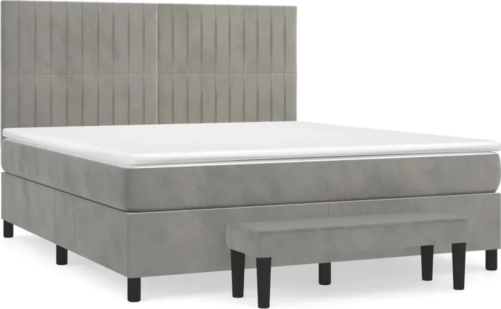 Box spring postel s matrací světle šedá 180x200 cm samet 3137977