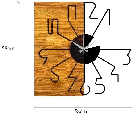 Nástěnné hodiny 58 cm 1xAA dřevo/kov