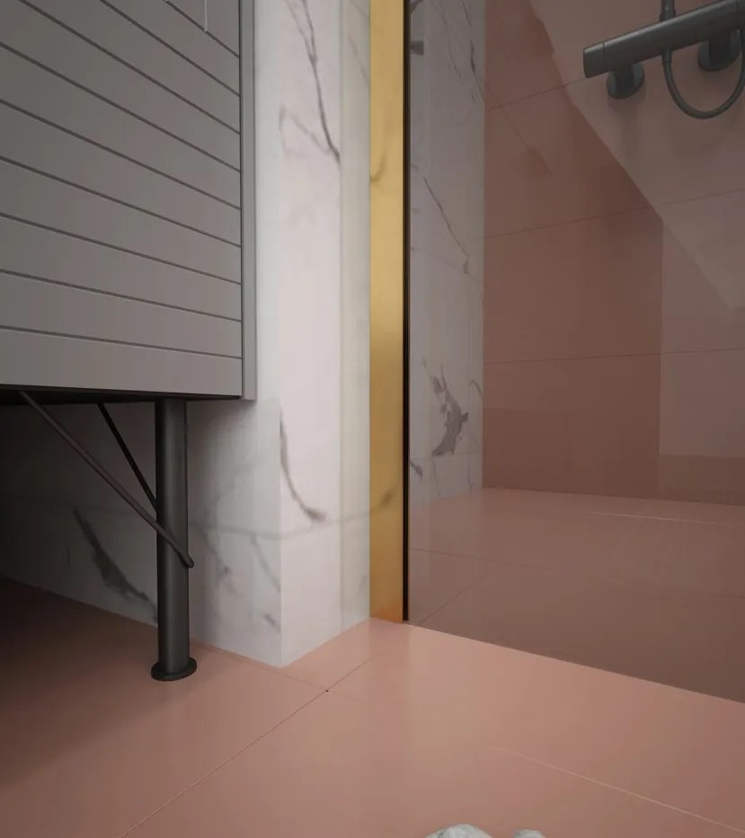 Erga Paris, sprchová zástěna Walk-In 30x200 cm, 8mm šedé sklo, zlatý matný profil, ERG-V02-PARIS-030x200-GR-GB