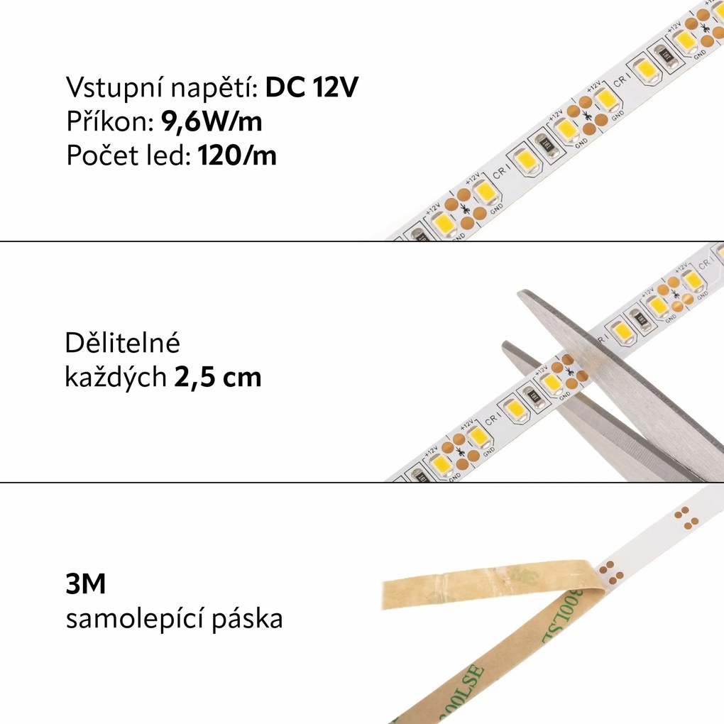 T-LED LED pásek 12CRI12096 vnitřní záruka 3 roky Denní bílá