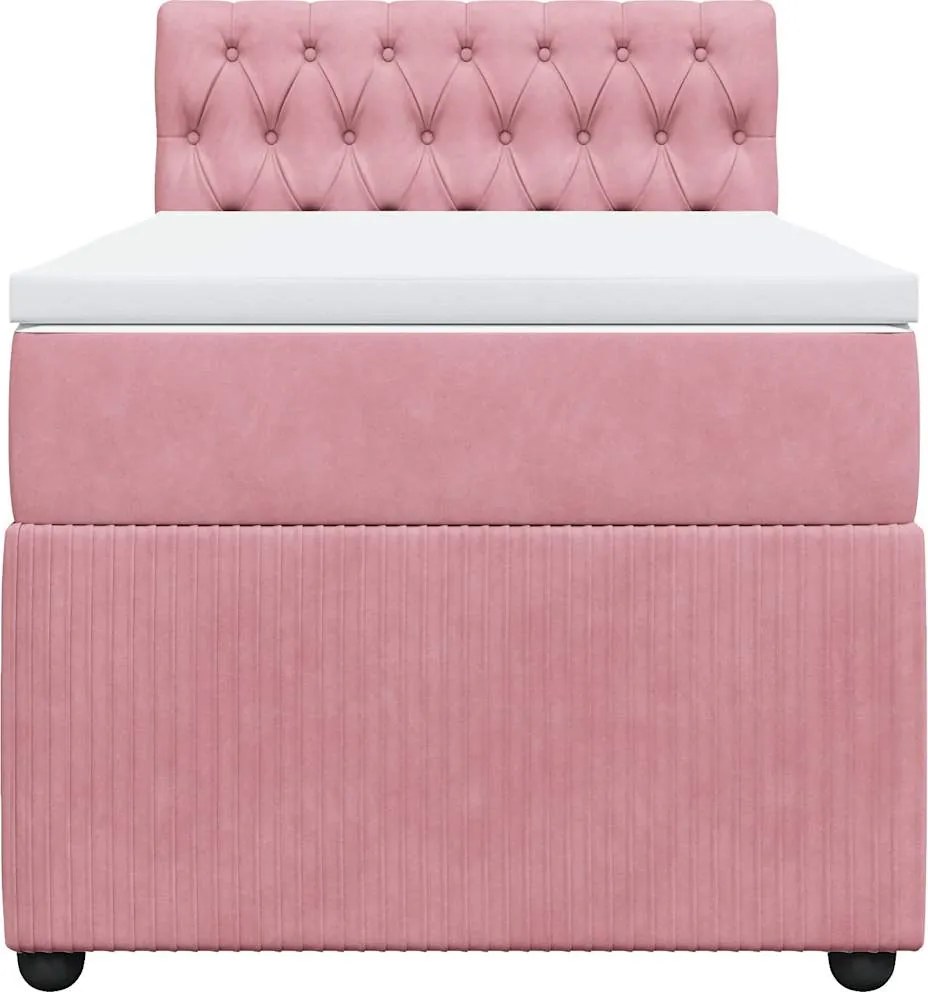 Box spring postel s matrací růžová 80 x 200 cm samet 3289901