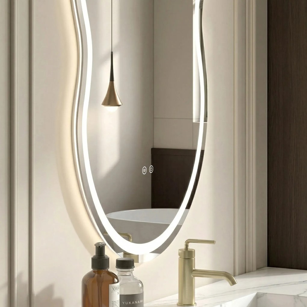 Tutumi Zrcadlo 80x55 cm s vyhříváním a regulovatelným LED osvětlením HOM-01515