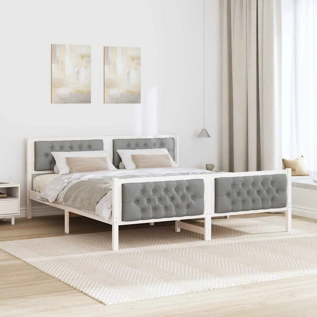 Rám postele Světle šedá 160 x 200 cm Masivní borové dřevo 3394282