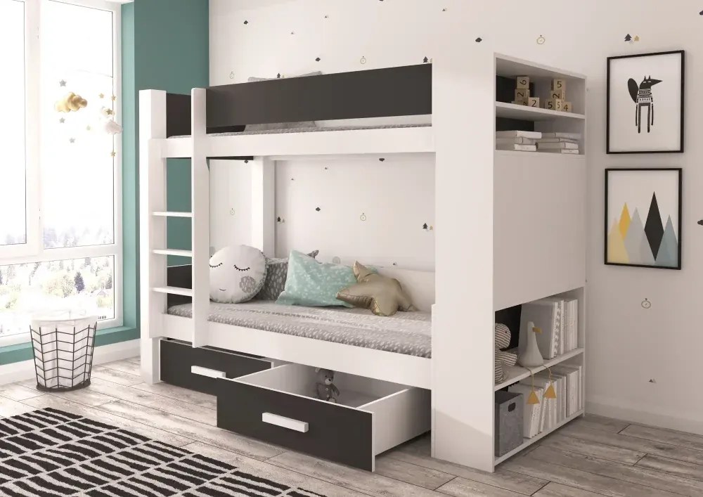 Patrová dvoulůžková postel s matracemi GARET 200x90