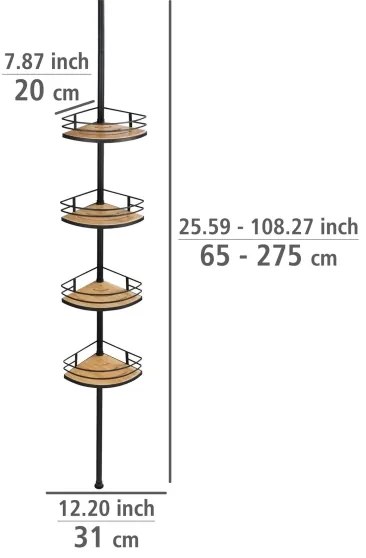 WENKO 24756100-Rohová police DOLCEDO 31x20 cm nerez/černá/hnědá