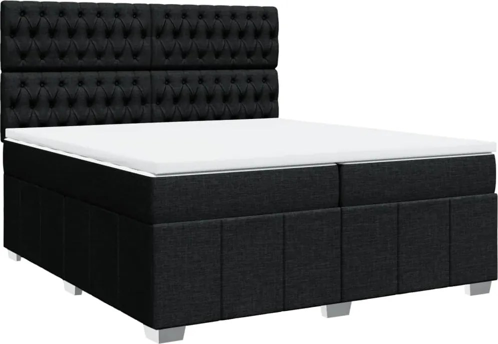 Box spring postel s matrací černá 200x200 cm textil 3291784