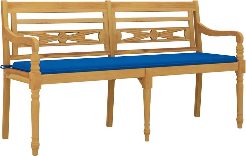 Lavice Batavia s královsky modrou poduškou 150 cm masivní teak 3100836