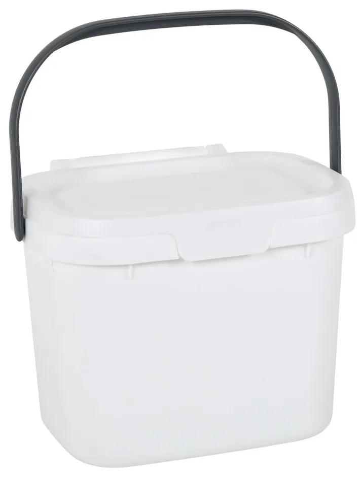 Bílý víceúčelový plastový kuchyňský kbelík s víkem Addis, 24,5 x 18,5 x 19 cm