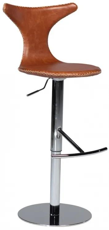 Barová židle DanForm Dolphin, pravá kůže, hnědá, podnož kov