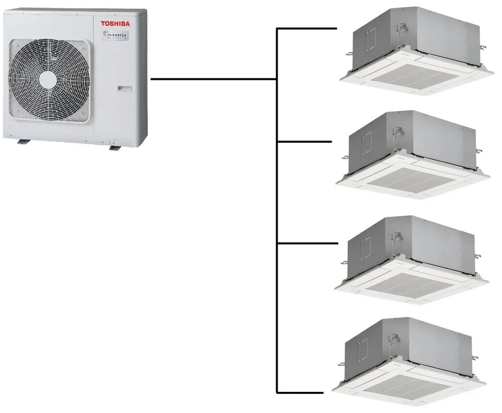 Kazetová Klimatizace Toshiba 1+4 (2,7kW + 2,7kW + 2,7kW + 2,7kW) Multi-split R32