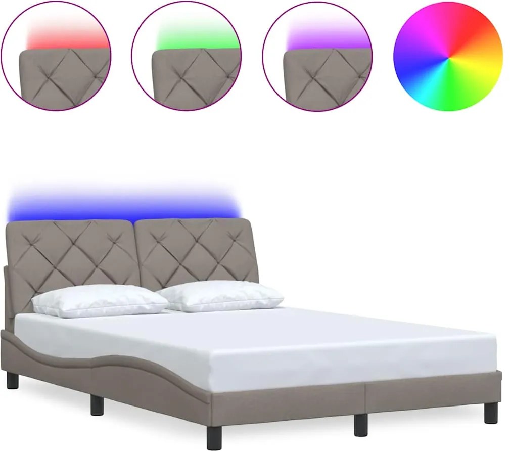 Rám postele s LED bez matrace Taupe 120x200 cm Látka 3310661