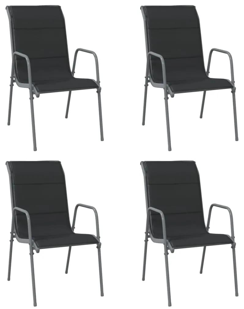 Zahradní židle 4 ks ocel a textilen černé,  316821