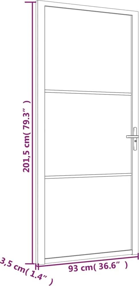 vidaXL Interiérové dveře 93 x 201,5 cm černé ESG sklo a hliník [350554] Barva: Černá a tmavě průhledná