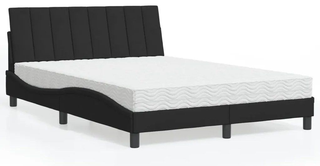 Postel s matrací Hanko černá 140 x 190 cm samet 3208594