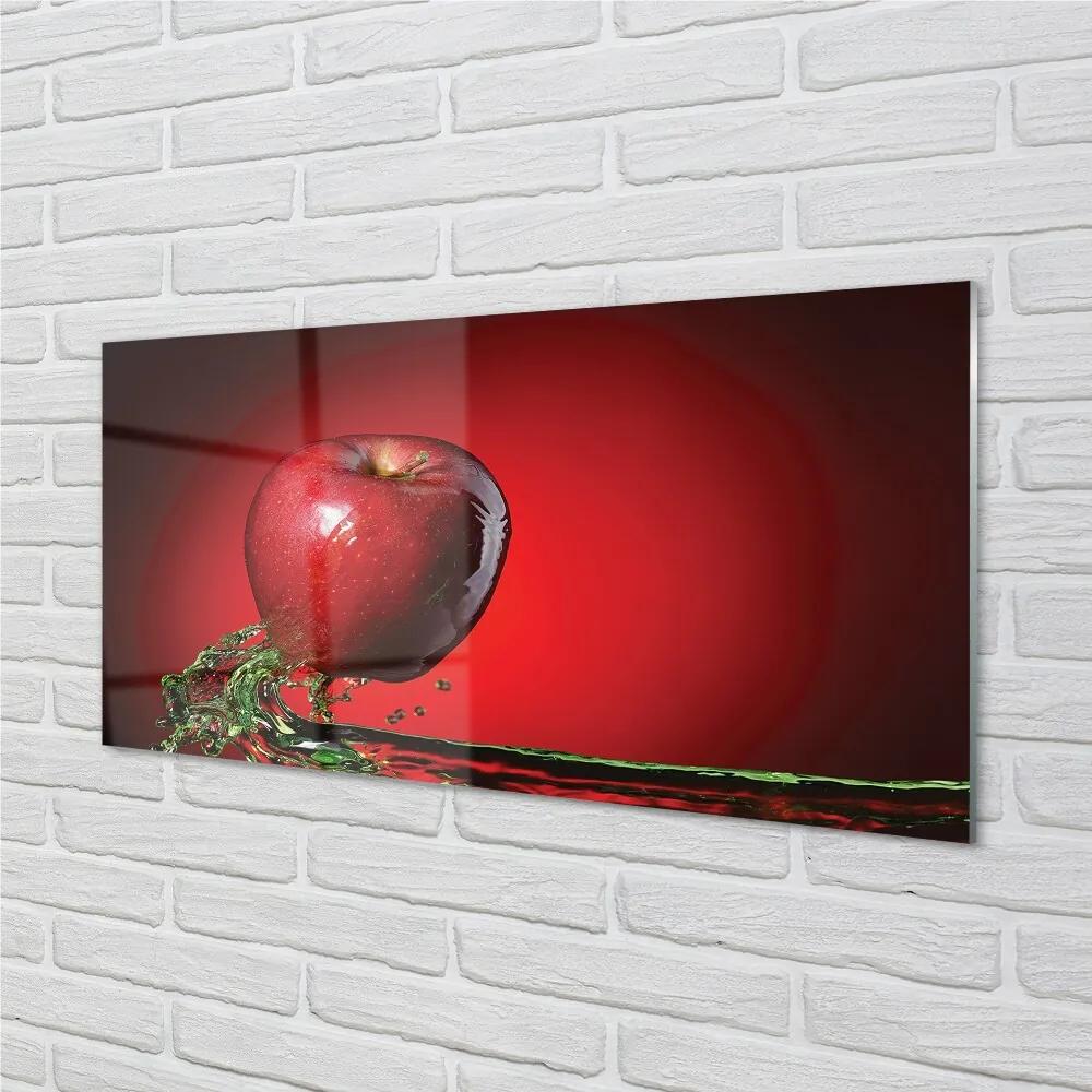 Obraz na skle jablko ve vodě 125x50 cm
