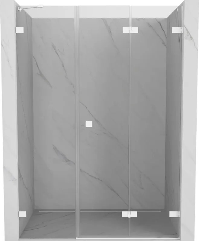 Mexen Lunar-F, pravé sklápěcí sprchové dveře 125 cm, 8mm čiré sklo, bílý profil, 836S-125-050-20-00-P