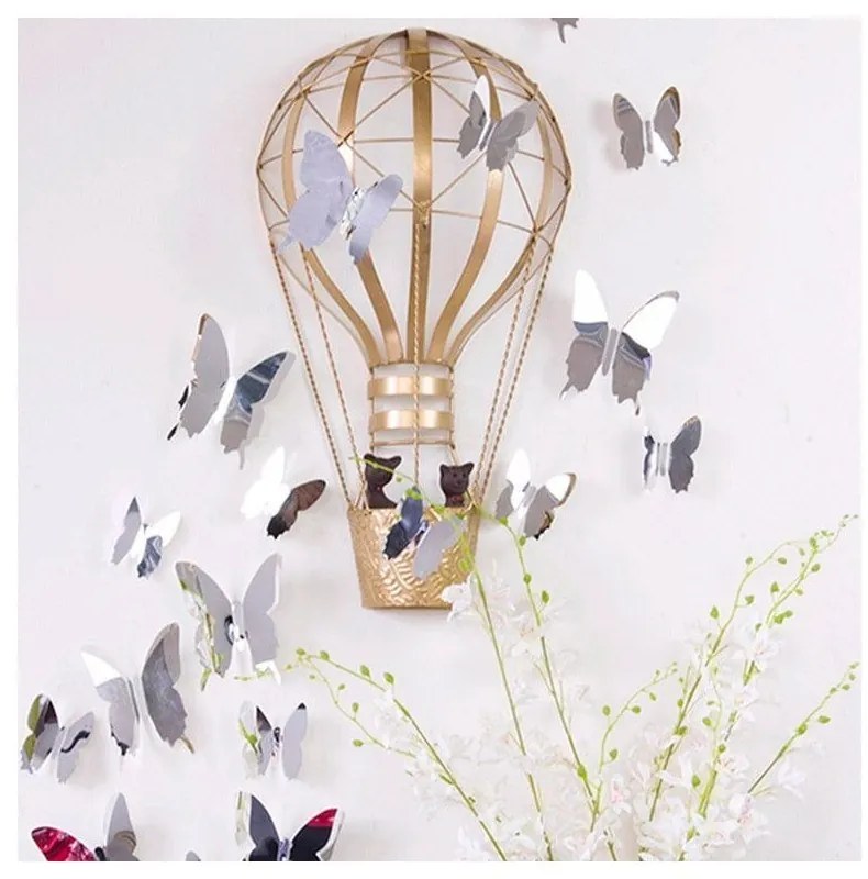 Sada 12 samolepek s 3D efektem Ambiance Mirror Butterflies