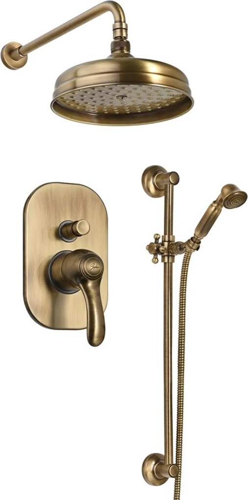 Sapho Kirké - Sprchový set s baterií pod omítku, s tělesem, průměr 20 cm, bronz KI42B-01