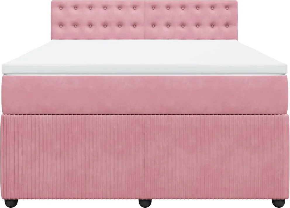 Box spring postel s matrací růžová 140x190 cm samet 3287751