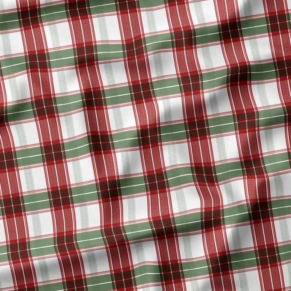 Perkálové bavlněné povlečení Kostka - červenozelené Velikost: 140 x 200 + 70 x 90