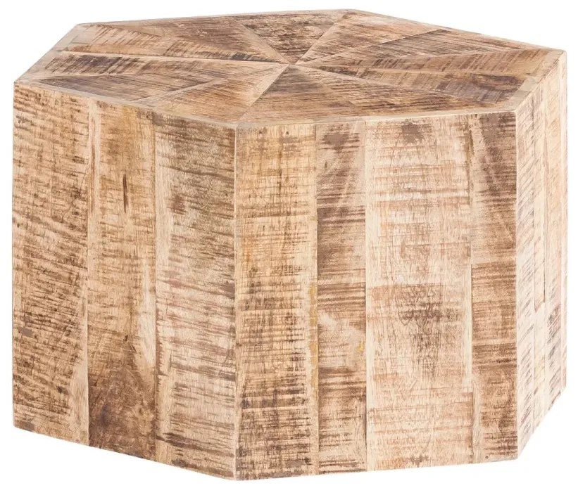 furniture-nabytek.cz - Sada 3 masivních konferenčních stolků Carino Mango, lakovaná, přírodní, šestihranná