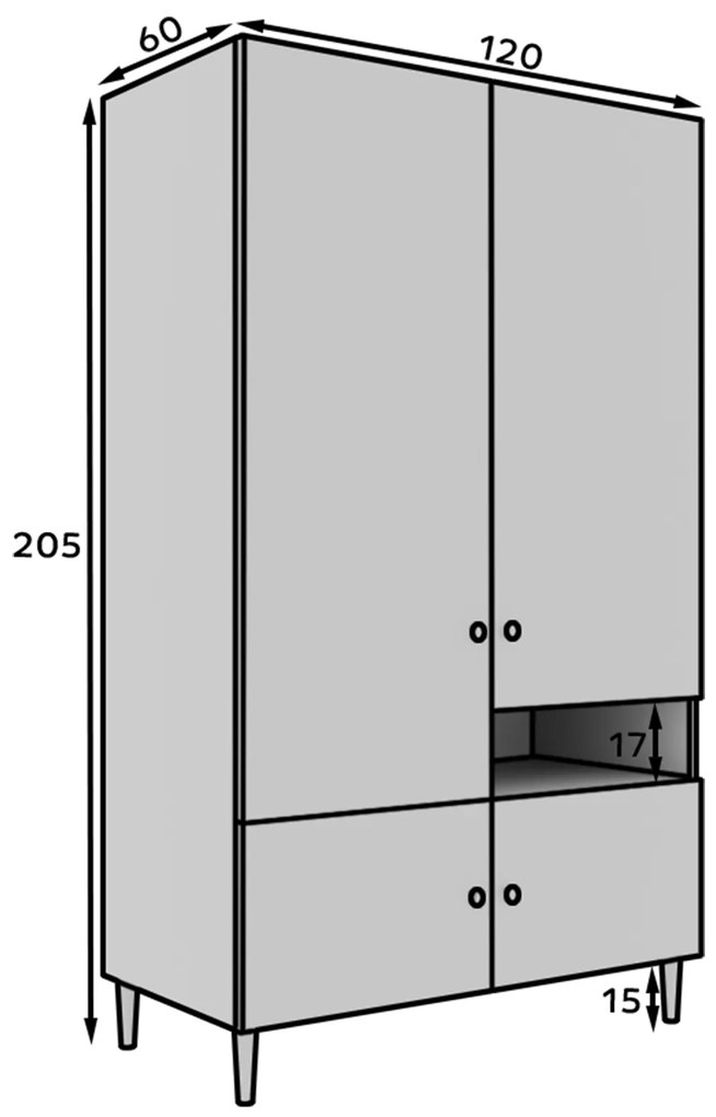 Eltap Šatní skříň Dullum 120 Bílá