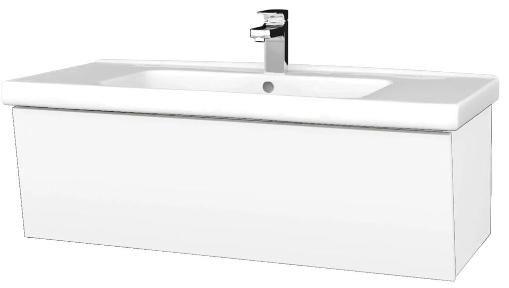 Dřevojas Koupelnová skříň INVENCE SZZ 100 (umyvadlo Harmonia) Varianta: L01 Bílá vysoký lesk / D01 Beton