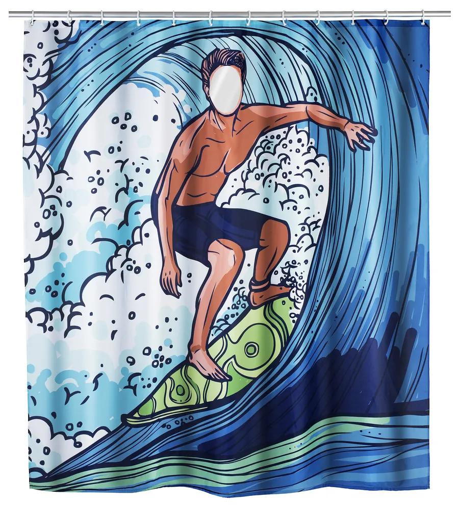 Sprchový závěs Surfing Boy, textilní, 180x200 cm, WENKO
