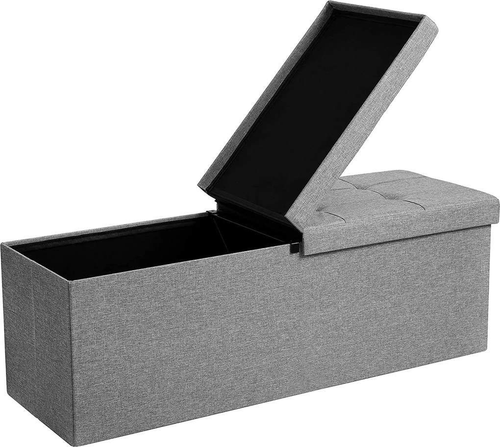 Skládací úložná lavice, úložný box, světle šedý