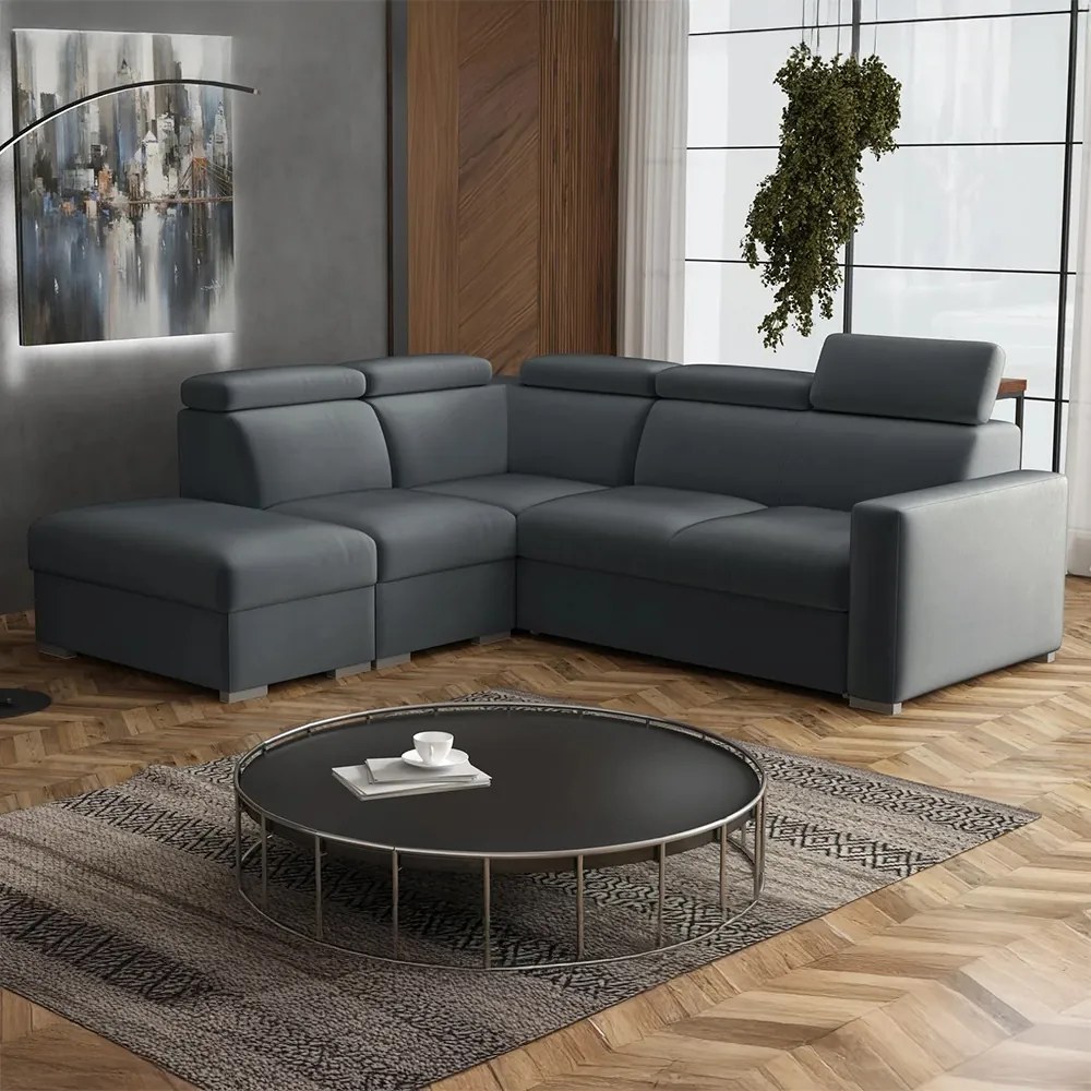 Sedací souprava PEDRO L | 230x250 cm | rozkládací + 2x úložný prostor | polohovatelné záhlavníky | VÝBĚR TKANIN