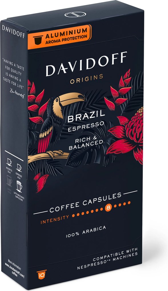 Tchibo - Davidoff Café Origins Brazil Espresso − 10 kapslí - Intenzita: 8/12