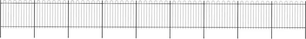 Zahradní plot s obloukem nahoře ocelový 1506 x 150 cm černý 277682