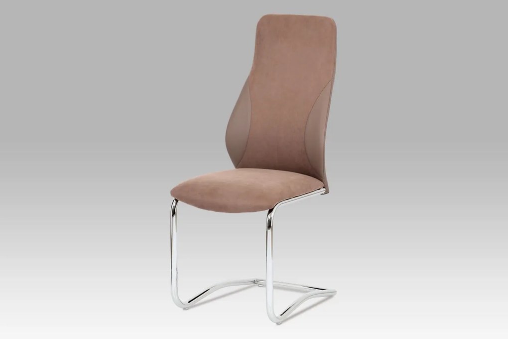 Artium Jídelní židle látka + koženka barva coffee / chrom - HC-292 COF2