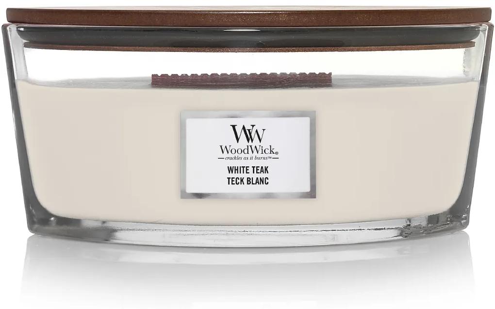 WoodWick – svíčka White Teak (Bílý teak), 453 g
