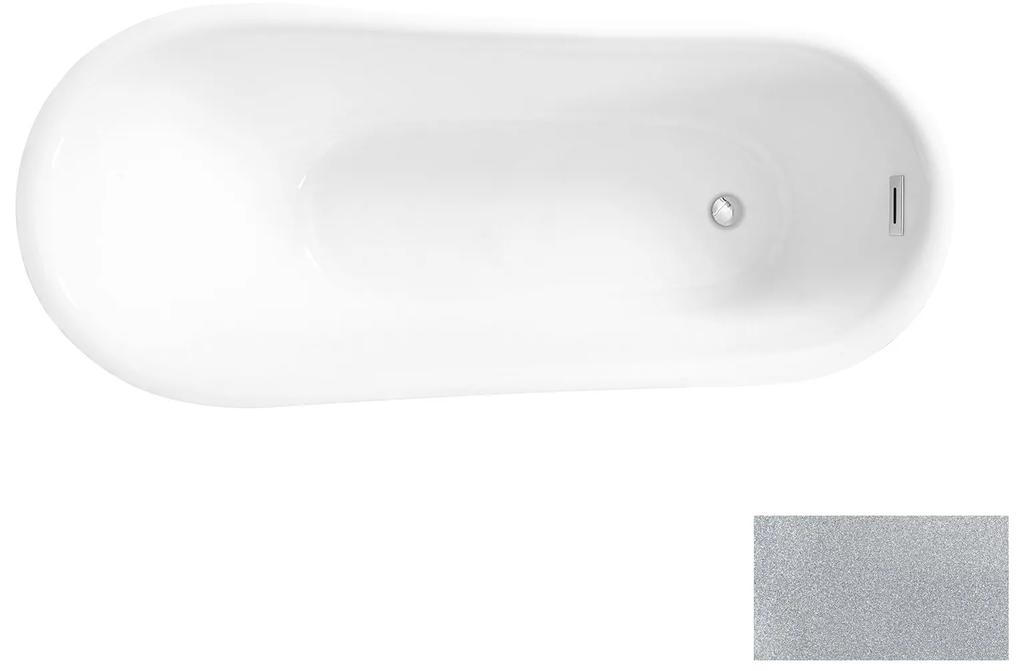 BESCO Volně stojící vana CALIMA Glam - stříbrná Barva - GLAM 02 - stříbrná, Barva sifonu - Bílá, Rozměr vany - 170 × 74 cm - VANCALIM170WG2