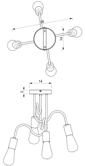 Přisazený lustr DOW 4xE27/60W/230V