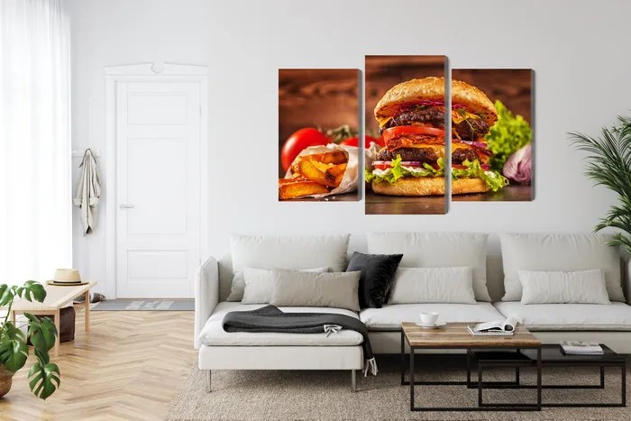 Vícedílný obraz Domácí Hamburger Nedostatek Nedostatek Přírodní plátno 150x100