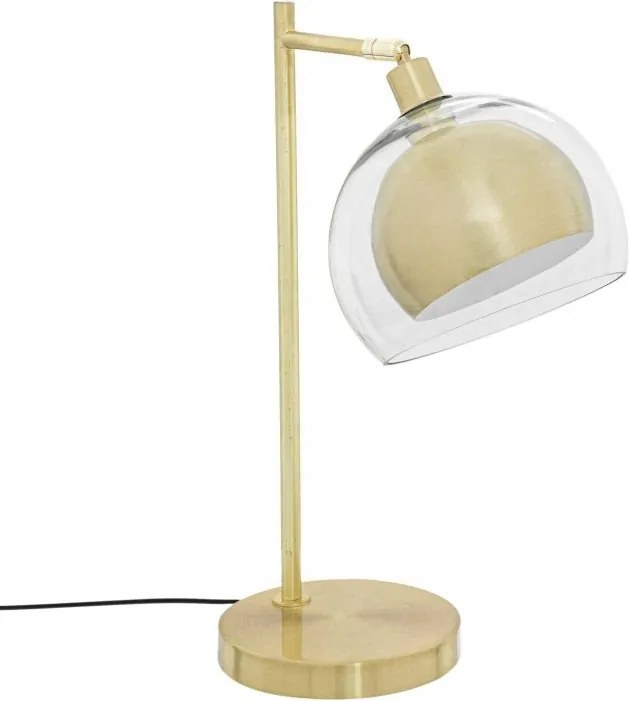 Zlatá noční lampa glamour, kov a sklo, 48 cm