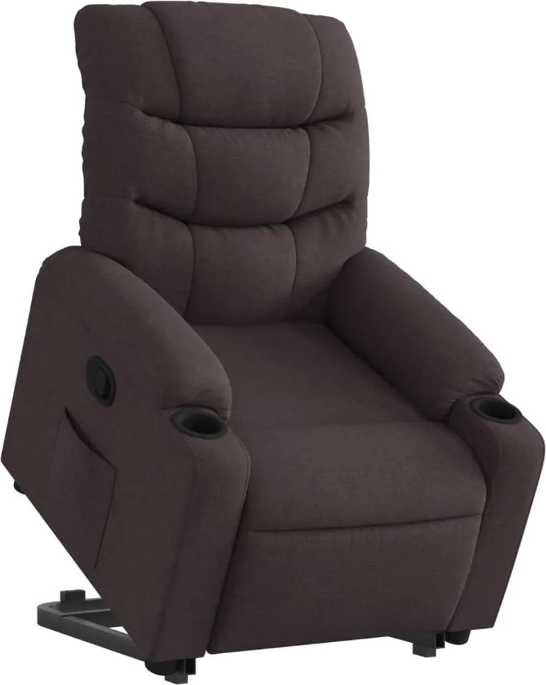 Zvedací polohovací křeslo tmavě hnědé textil 3206650