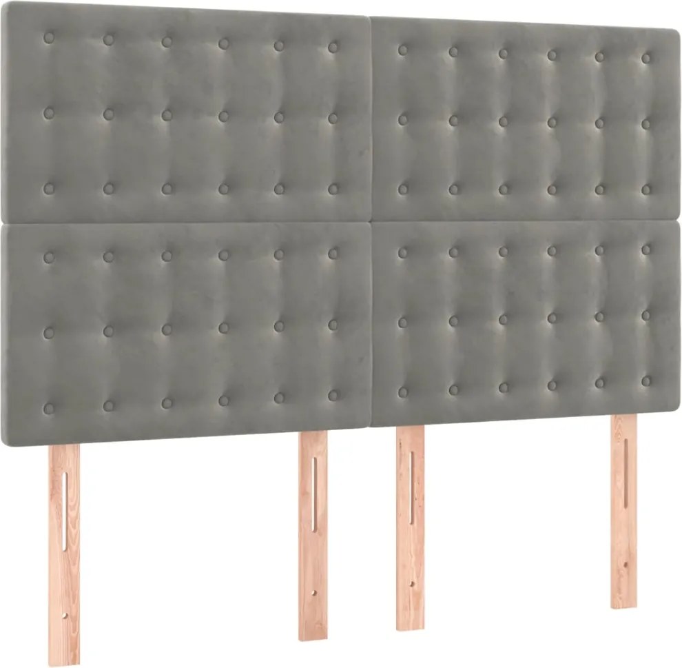 Box spring postel s matrací a LED světle šedá 140x190 cm samet 3136359