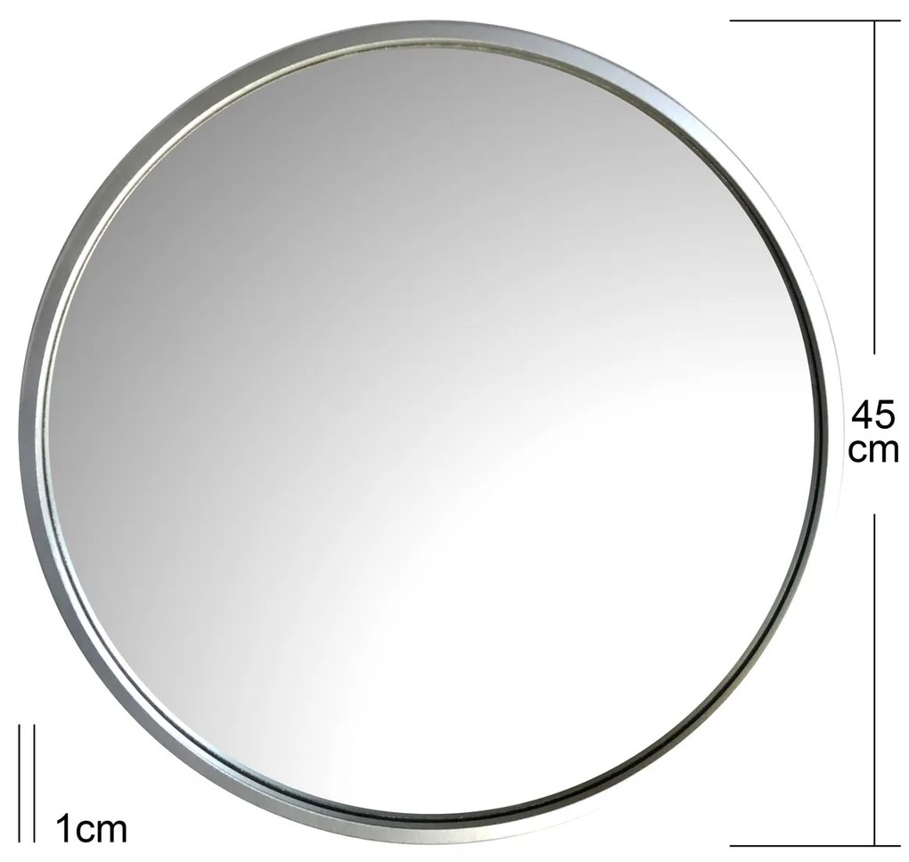 LOFTIKA STŘÍBRO Kulaté nástěnné zrcadlo Průměr: 55 cm