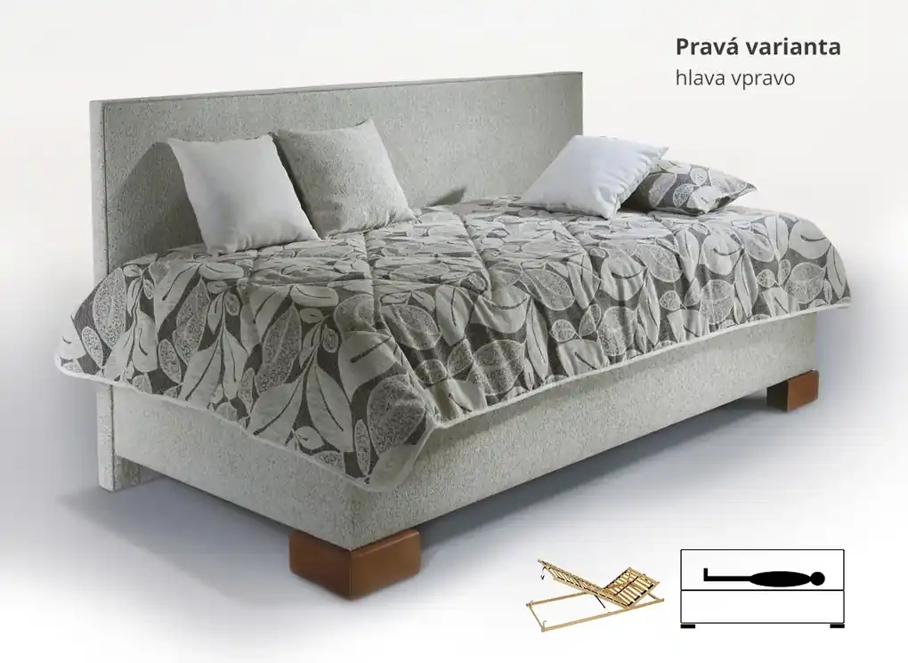 Čalouněná postel QUATRO s dlouhým čelem a úložným prostorem, 80×200 cm  Velikost postele: 80 × 200 cm, Strana: Pravá | BIANO