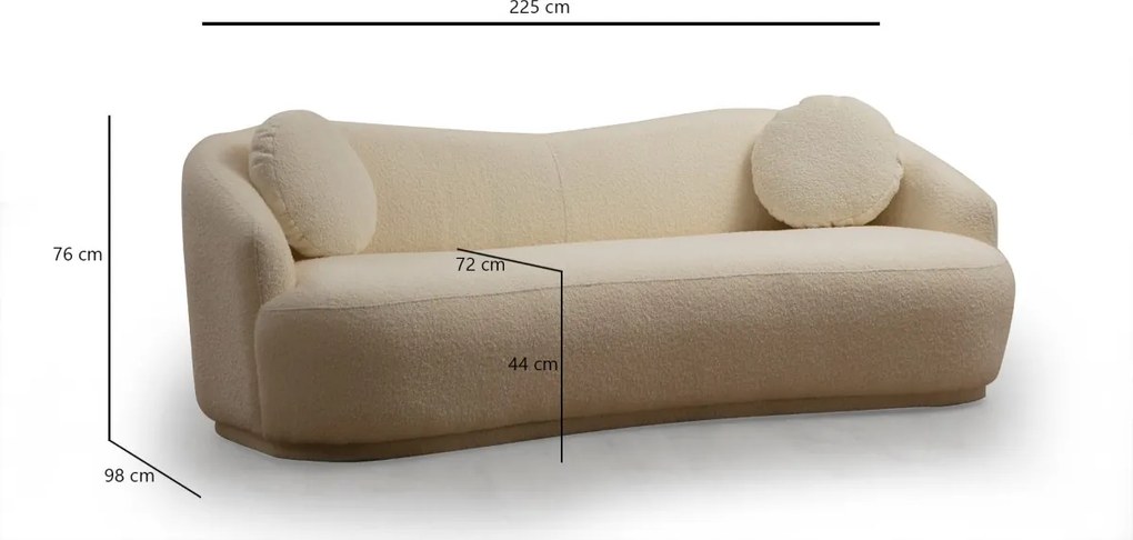 Třímístní pohovka Ancona 225 cm boucle krémová