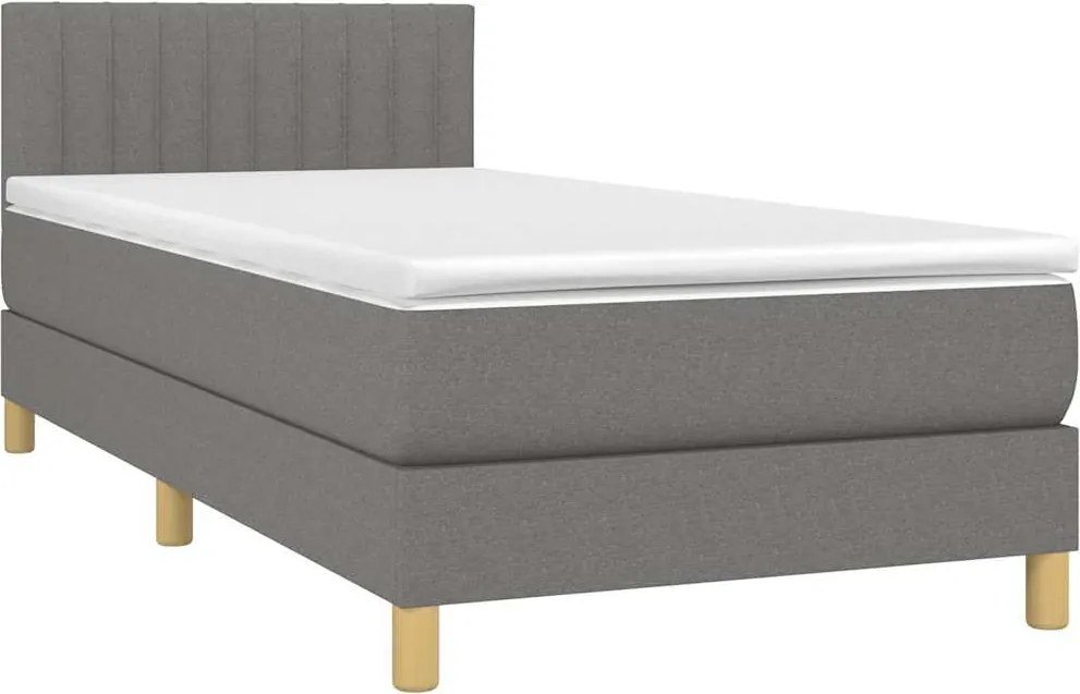 Box spring postel s matrací a LED tmavě šedá 80 x 200 cm textil 3133830