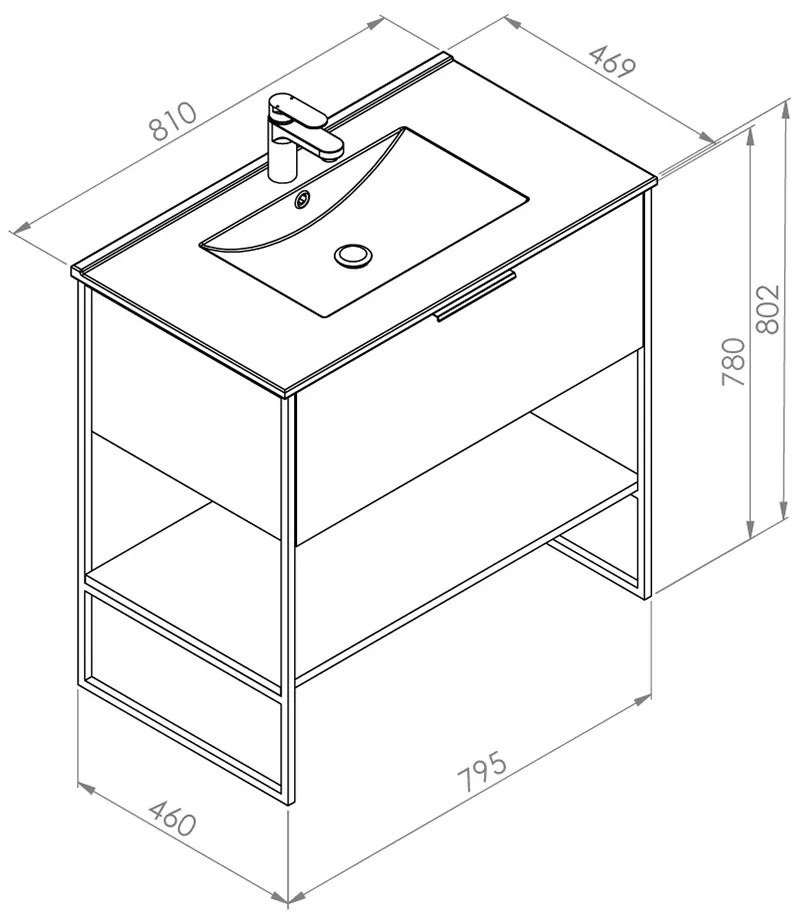 A-Interiéry Koupelnová skříňka pod deskové umyvadlo Kubik OC 80-HD - KUBIK-OC-80-HD